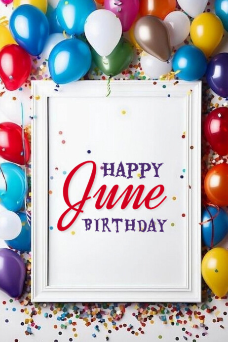 Maximalist Happy June Birthdays Banner 4' × 6' Template | PosterMyWall
