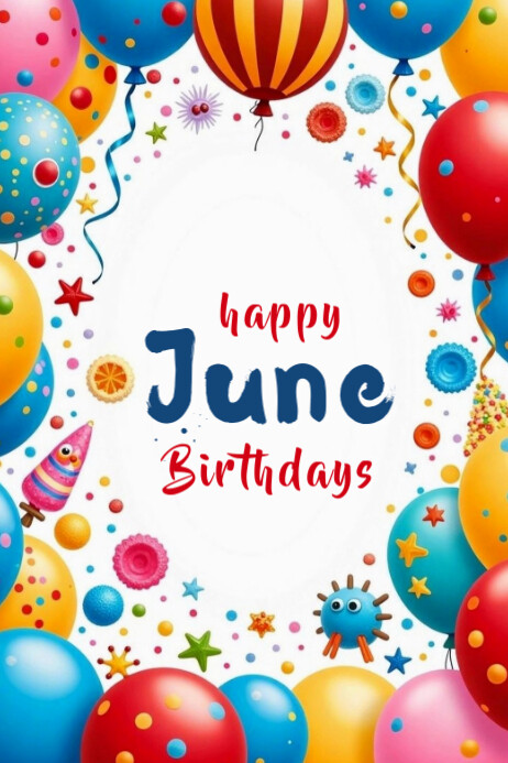 Maximalist Happy June Birthdays Banner 4' × 6' Template | PosterMyWall