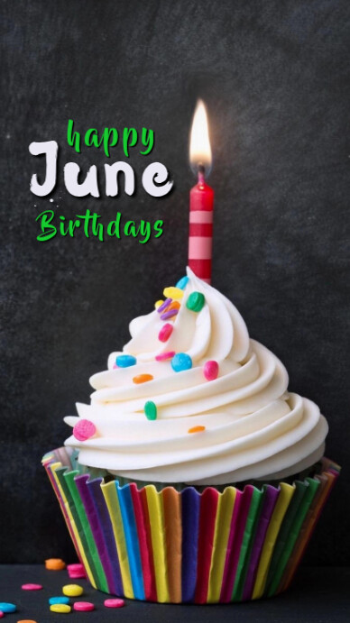 Maximalist Happy June Birthdays Whatsapp Status Template | PosterMyWall
