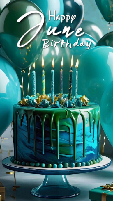 Maximalist Happy June Birthdays Whatsapp Status Template | PosterMyWall