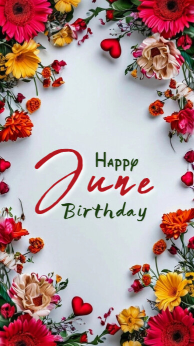 Maximalist Happy June Birthdays Whatsapp Status Template | PosterMyWall