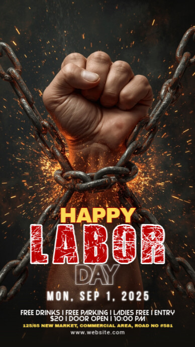 Maximalist Happy Labor Day Facebook Story Template | PosterMyWall