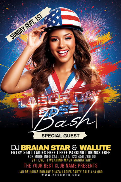 Maximalist Happy Labor Day Party Poster Template | PosterMyWall