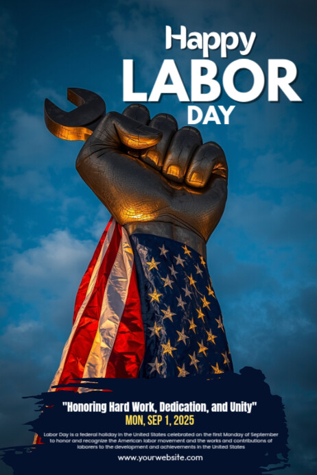 Maximalist Happy Labor Day Poster Template | PosterMyWall