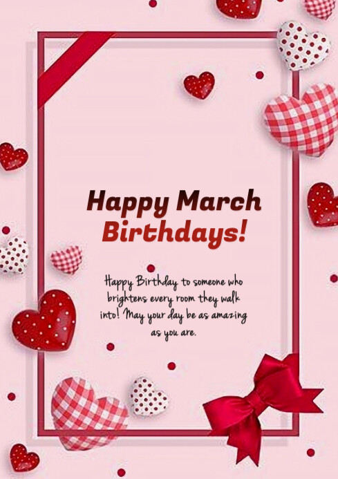 Plantilla de Maximalist Happy March Birthdays A4 | PosterMyWall