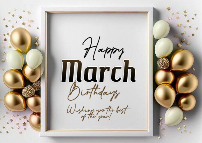Maximalist Happy March Birthdays A4 Template | PosterMyWall