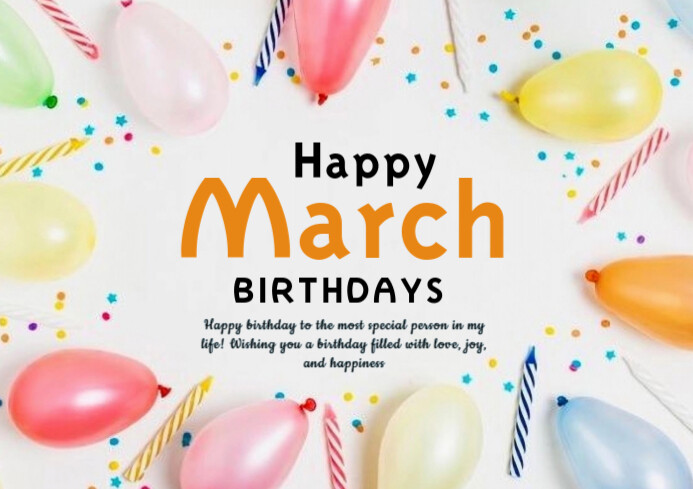 Maximalist Happy March Birthdays A4 Template | PosterMyWall
