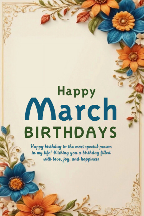 Maximalist Happy March Birthdays Banner 4' × 6' Template | PosterMyWall