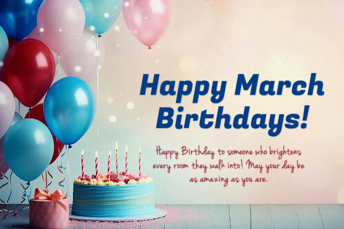 Maximalist Happy March Birthdays Banner 4' × 6' Template | PosterMyWall