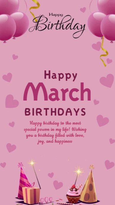 Maximalist Happy March Birthdays Whatsapp Status Template | PosterMyWall
