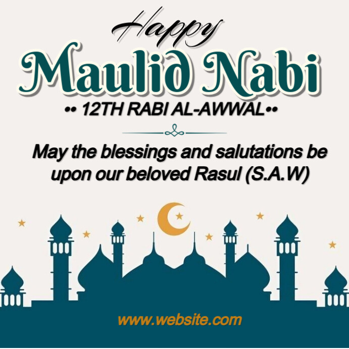 Maximalist Happy Maulid Nabi Flyer Instagram Post Template | PosterMyWall