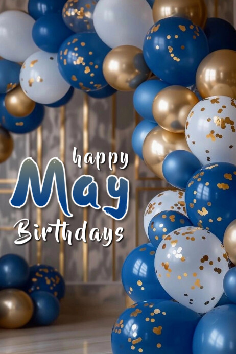 Maximalist Happy May Birthdays Banner 4' × 6' Template | PosterMyWall