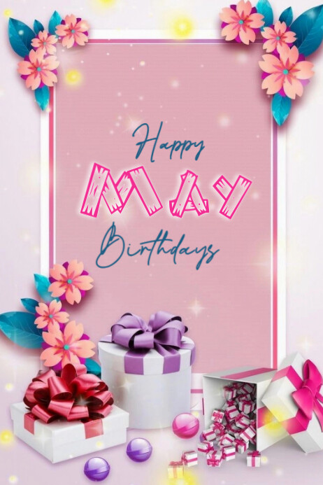 Maximalist Happy May Birthdays Banner 4' × 6' Template | PosterMyWall