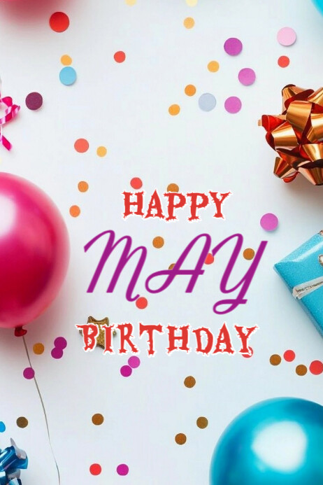 Maximalist Happy May Birthdays Banner 4' × 6' Template | PosterMyWall