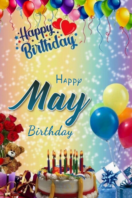 Copy of Maximalist Happy May Birthdays Banner 4' × 6' | PosterMyWall