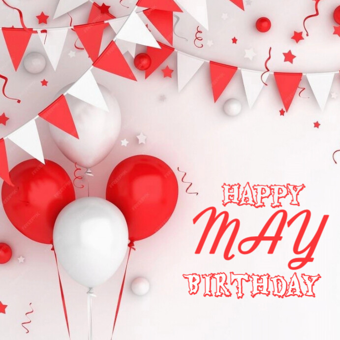 Maximalist Happy May Birthdays Instagram Post Template | PosterMyWall