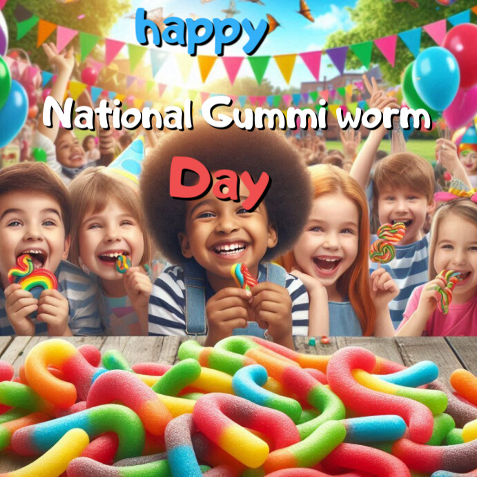Maximalist Happy National Gummi Worm Day Instagram Post Template ...
