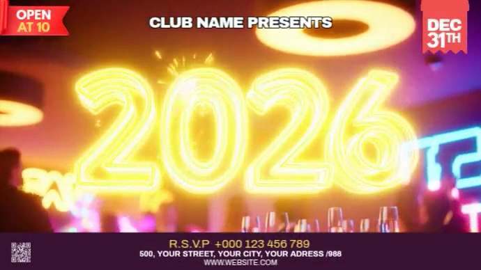 Maximalist Happy New Year 2026 Digital Display (16:9) Template ...