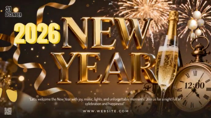 Maximalist Happy New Year Digital Display (16:9) Template | PosterMyWall