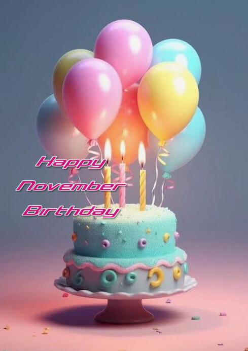 Maximalist Happy November Birthdays A4 Template | PosterMyWall