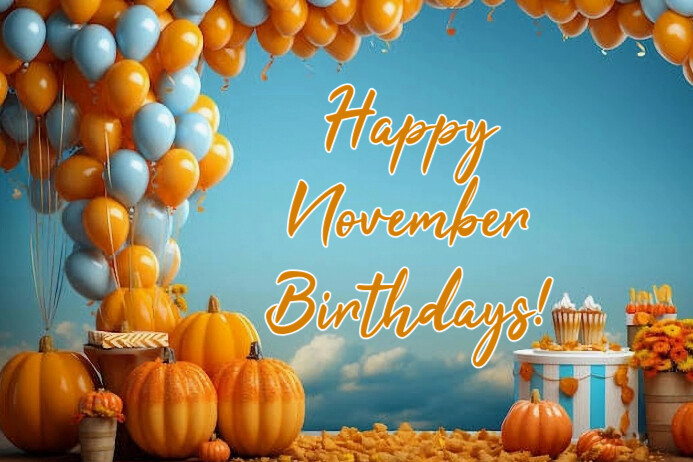 Maximalist Happy November Birthdays Banner 4' × 6' Template | PosterMyWall