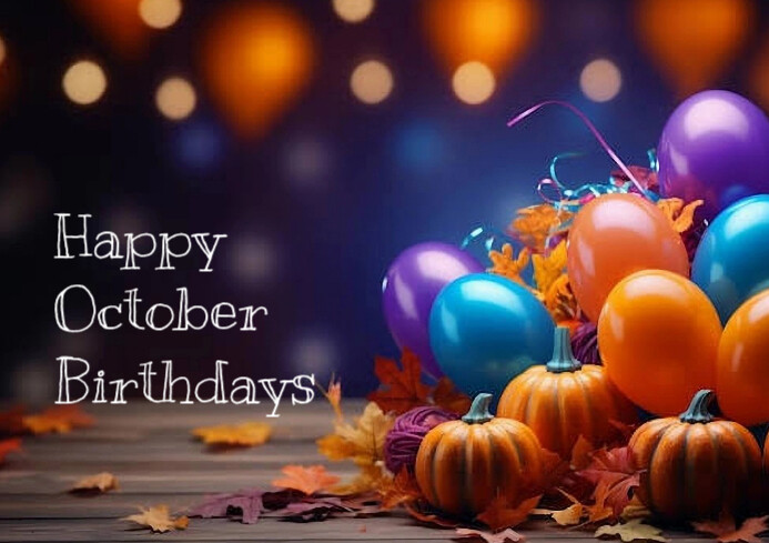 Maximalist Happy October Birthday A4 Template | PosterMyWall