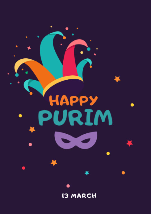Maximalist Happy Purim 2025 A4 Template | PosterMyWall