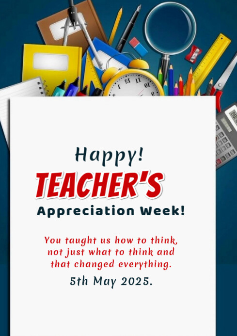 Maximalist Happy Teacher Appreciation Week A4 Template | PosterMyWall