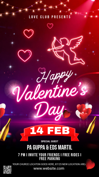 Maximalist Happy Valentines Day Instagram Story Template | PosterMyWall