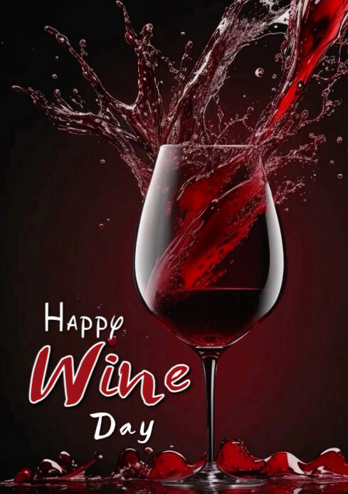 Maximalist Happy Wine Day A4 Modelo | PosterMyWall