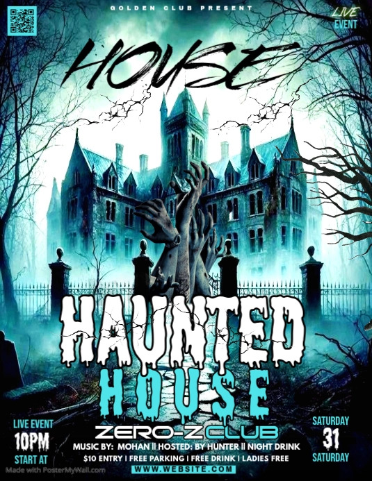 Maximalist Haunted House Flyer (us Letter) Template | PosterMyWall