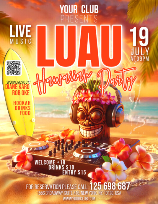 Copy of Maximalist Hawaiian Luau Party Flyer (us Letter) | PosterMyWall