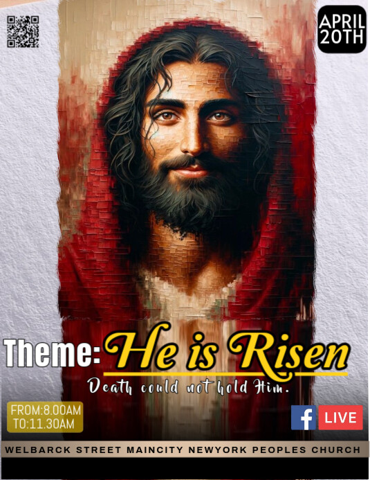 Maximalist He Is Risen Easter Theme Flyer (us Letter) Template | PosterMyWall