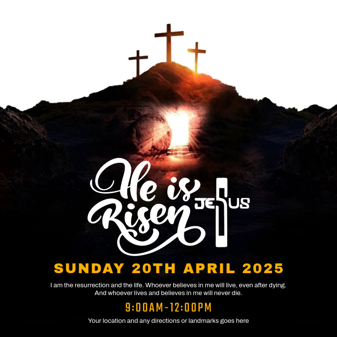 Maximalist He Is Risen Square (1:1) Template | PosterMyWall