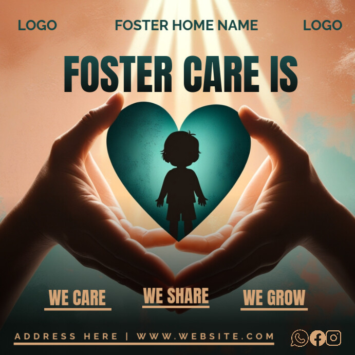 Copy of Maximalist Heartwarming Foster Care Post With Hands And Heart ...