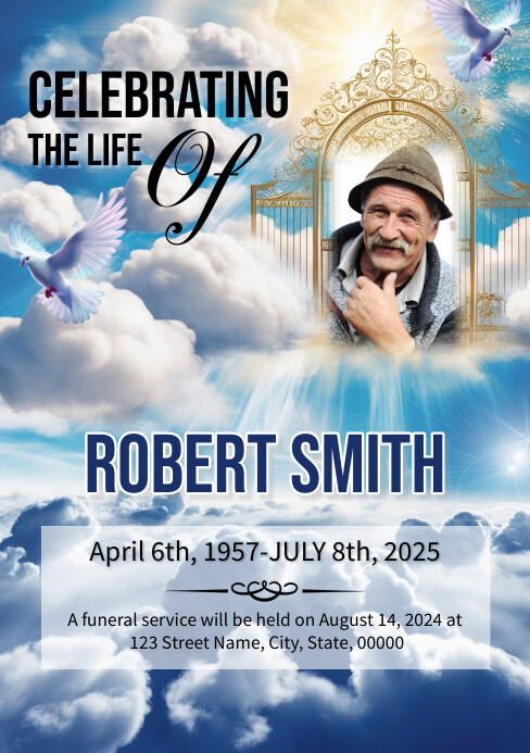 Maximalist Heaven Funeral Template A5 | PosterMyWall