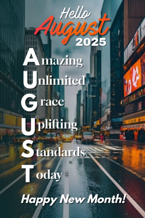 Maximalist Hello August / New Month Design Poster Template | PosterMyWall