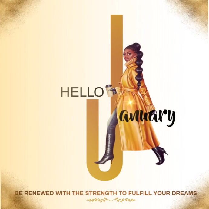 Maximalist Hello January Instagram Post Template | PosterMyWall