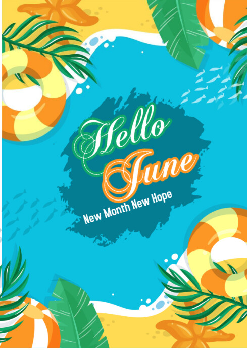 Maximalist Hello June A3 Template | PosterMyWall