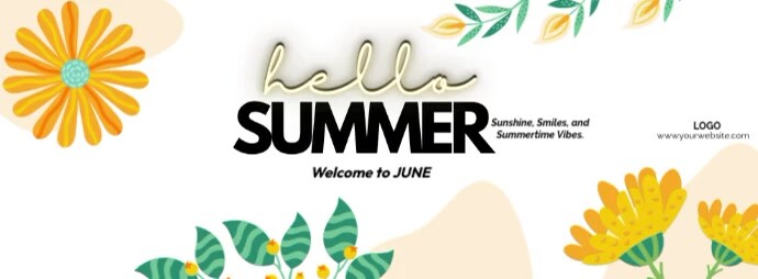 Maximalist Hello June Facebook Cover Photo Templat | PosterMyWall