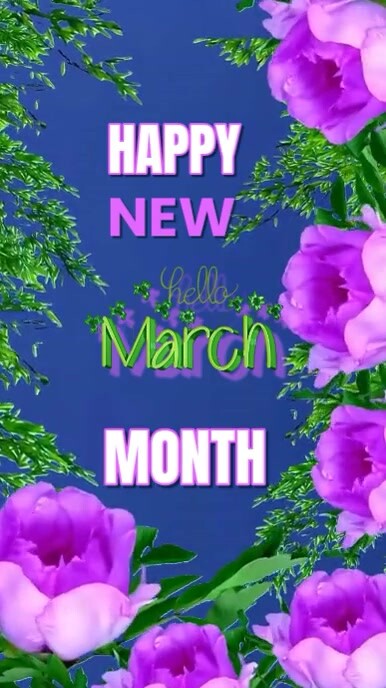 Maximalist Hello March Happy New Month Welcome To Spring, Beautiful Purple Flowers Video ...