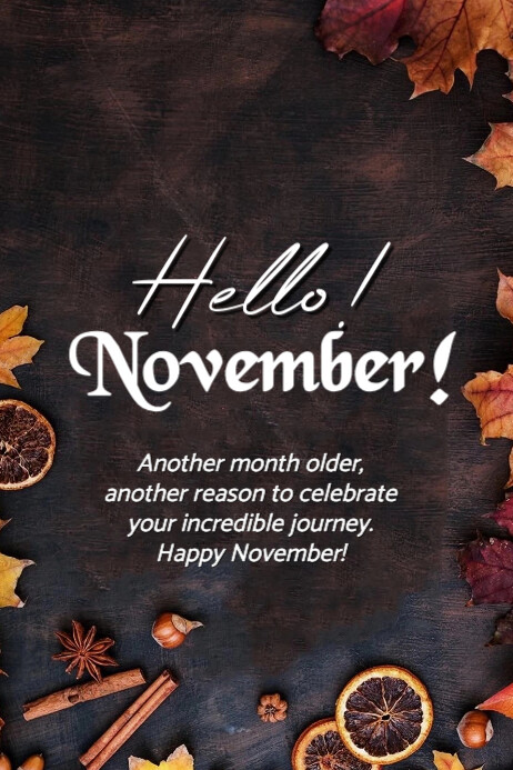 Maximalist Hello November Banner 4' × 6' Template | PosterMyWall