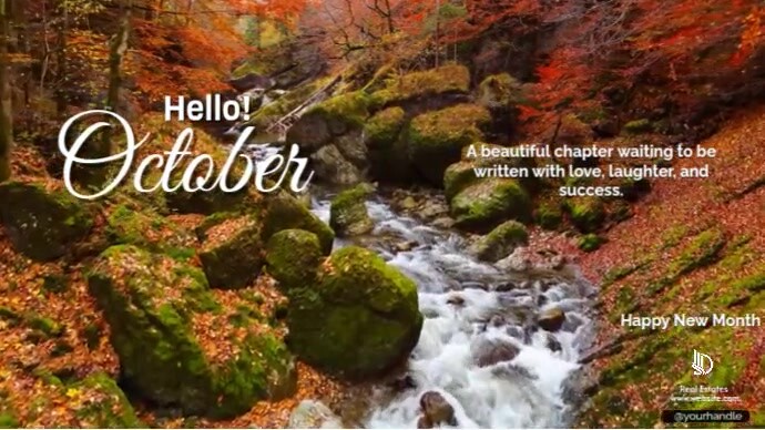 Maximalist Hello October Happy New Month Digital Display (16:9 ...