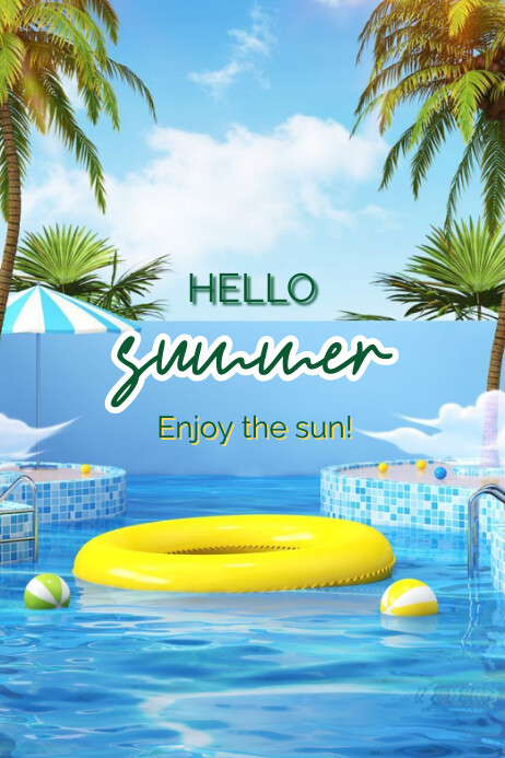Maximalist Hello Summer Poster Template | PosterMyWall