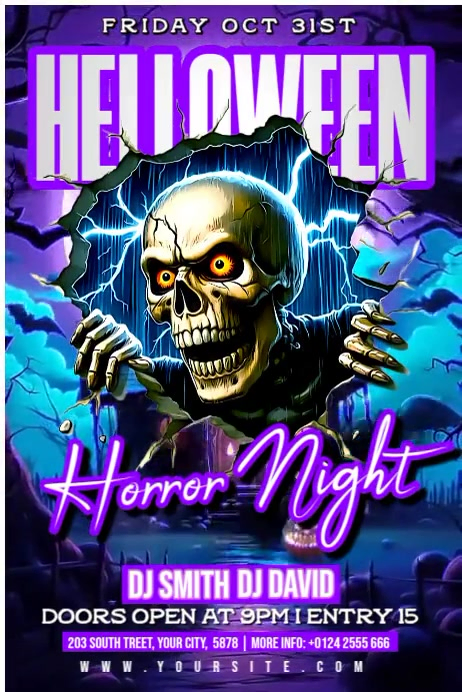 Maximalist Helloween Horror Nigth Poster Template | PosterMyWall