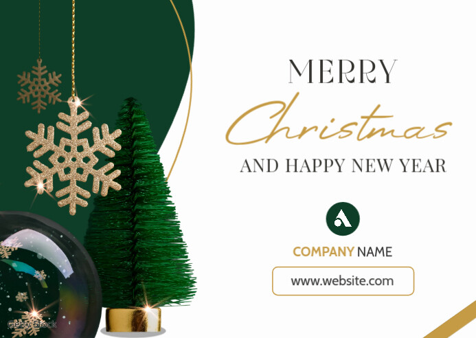 Copy of Maximalist Holiday Christmas Xmas Greetings Postcard Template Design Dark Green And Gold ...