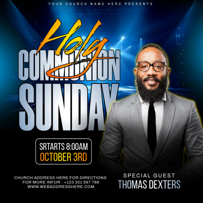 Maximalist Holy Communion Sunday Service Instagram Post Template | PosterMyWall