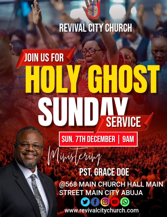 Maximalist Holy Ghost Sunday Service Flyer (us Letter) Template ...