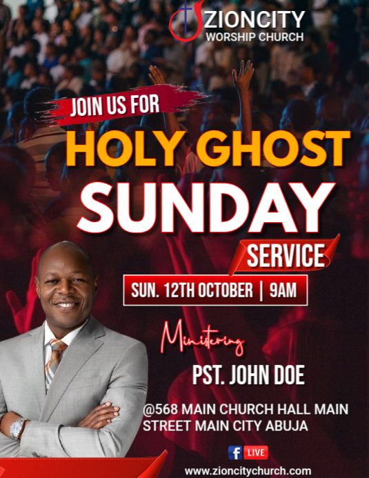 Maximalist Holy Ghost Sunday Service Flyer (us Letter) Template ...