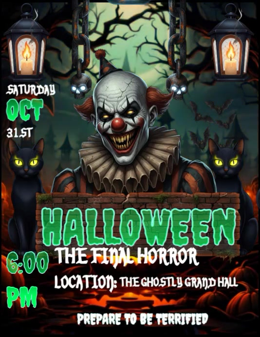 Plantilla de Maximalist Horror Clown Halloween Bash | PosterMyWall